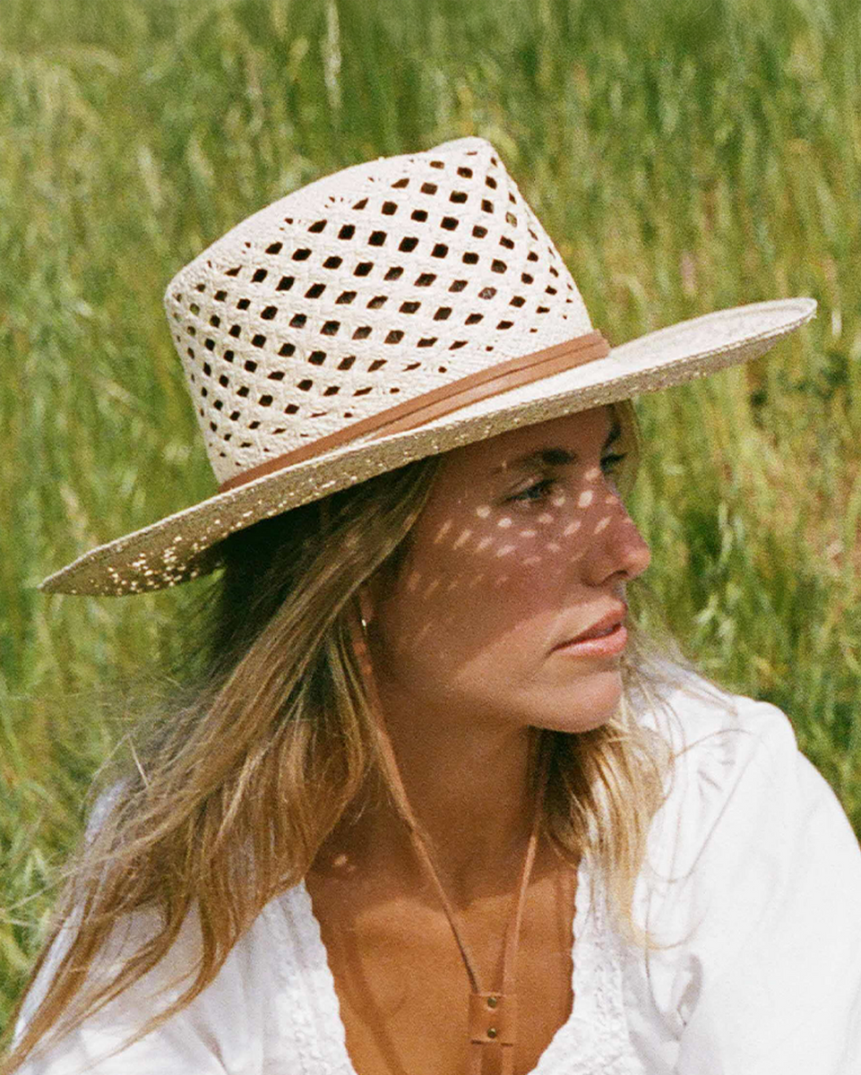 MINGA | Cut-Out Straw Hat with Leather Neck Tie | Handmade Paja ...