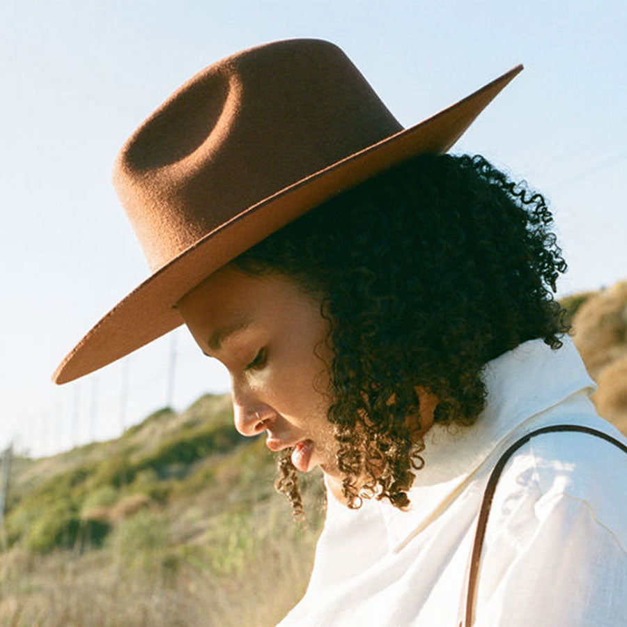 Made by Minga | Unisex Tall Rancher Hat | Handmade | Red Rust | Wool