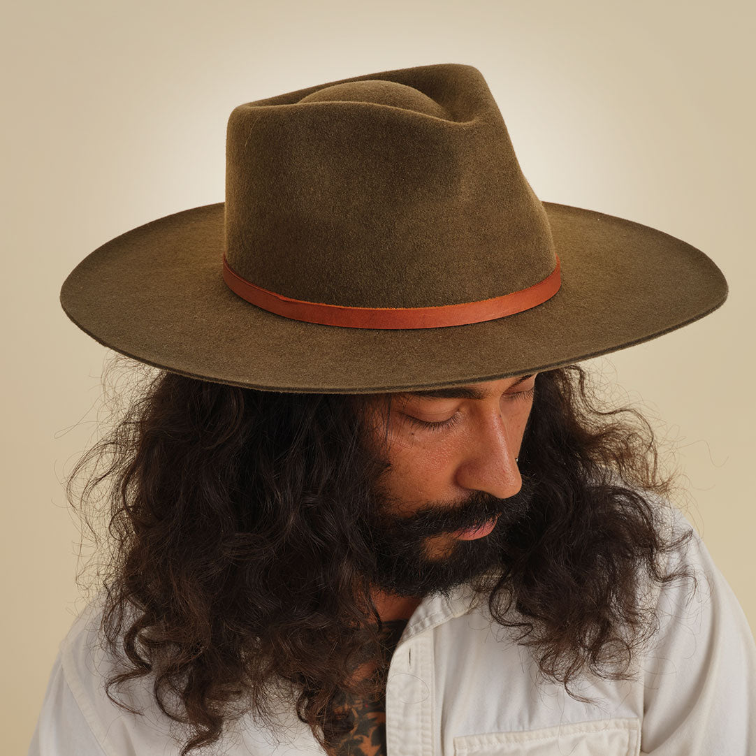 Made by Minga | Unisex Fedora Rancher Hat | Handmade | Brown | Wool